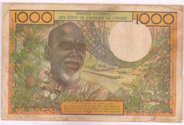 West African States - Ivory Coast 1000 Fr. 1959 , currency note - KB ...