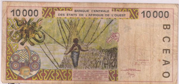 Ivory Coast - West African States ( A) 10000 Francs 1992 - , currency ...