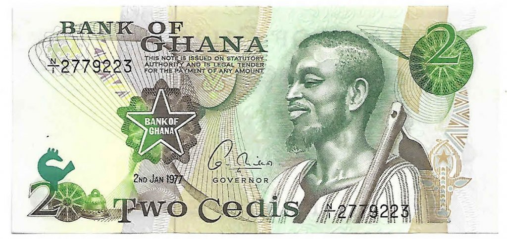 Ghana - 2 cedis 1977 unc currency note - KB Coins & Currencies