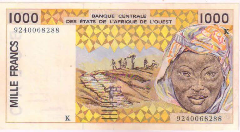 Senegal - West African States ( K )- 1000 Francs xf currency note - KB ...