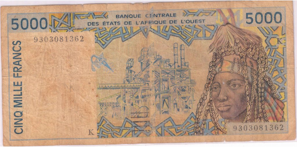 Senegal - West African States - 5000 Francs used currency note - KB ...