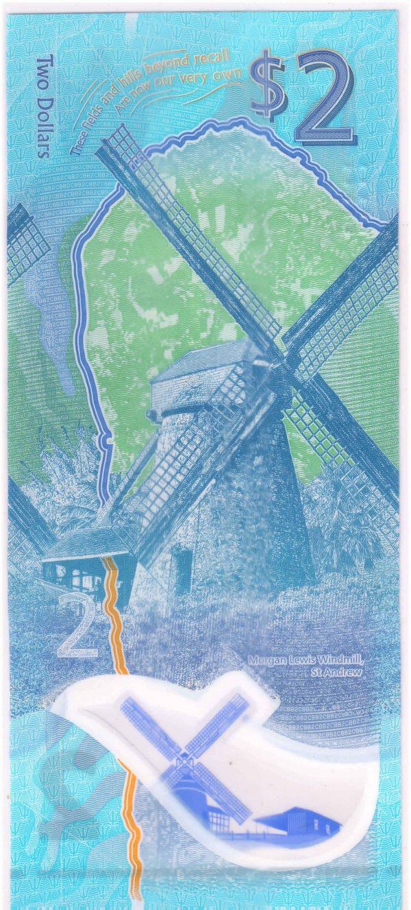 Barbados - 2 dollars 2022 unc polymer currency note - KB Coins & Currencies