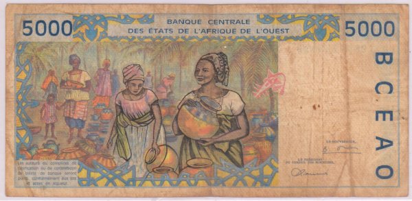 Burkina Faso, West African States - 5000 Francs currency note - KB ...