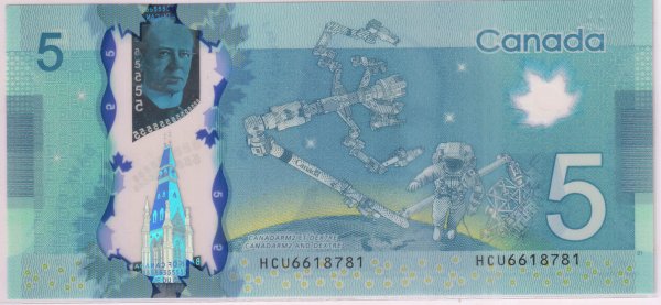 Canada 5 dollars , 2013 , Polymer Unc currency note - KB Coins & Currencies