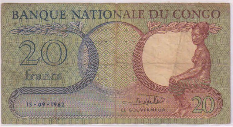 Congo Democratic Republic 20F 1961 - 62 currency note - KB Coins ...