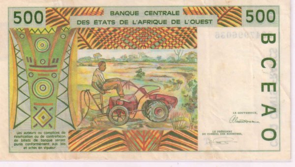 Togo - West African States - 500 frs 1981 - 90 Vf currency note - KB ...