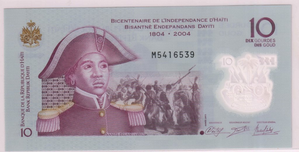 Haiti - 10 goud 2004 commemorative unc polymer currency note - KB Coins ...
