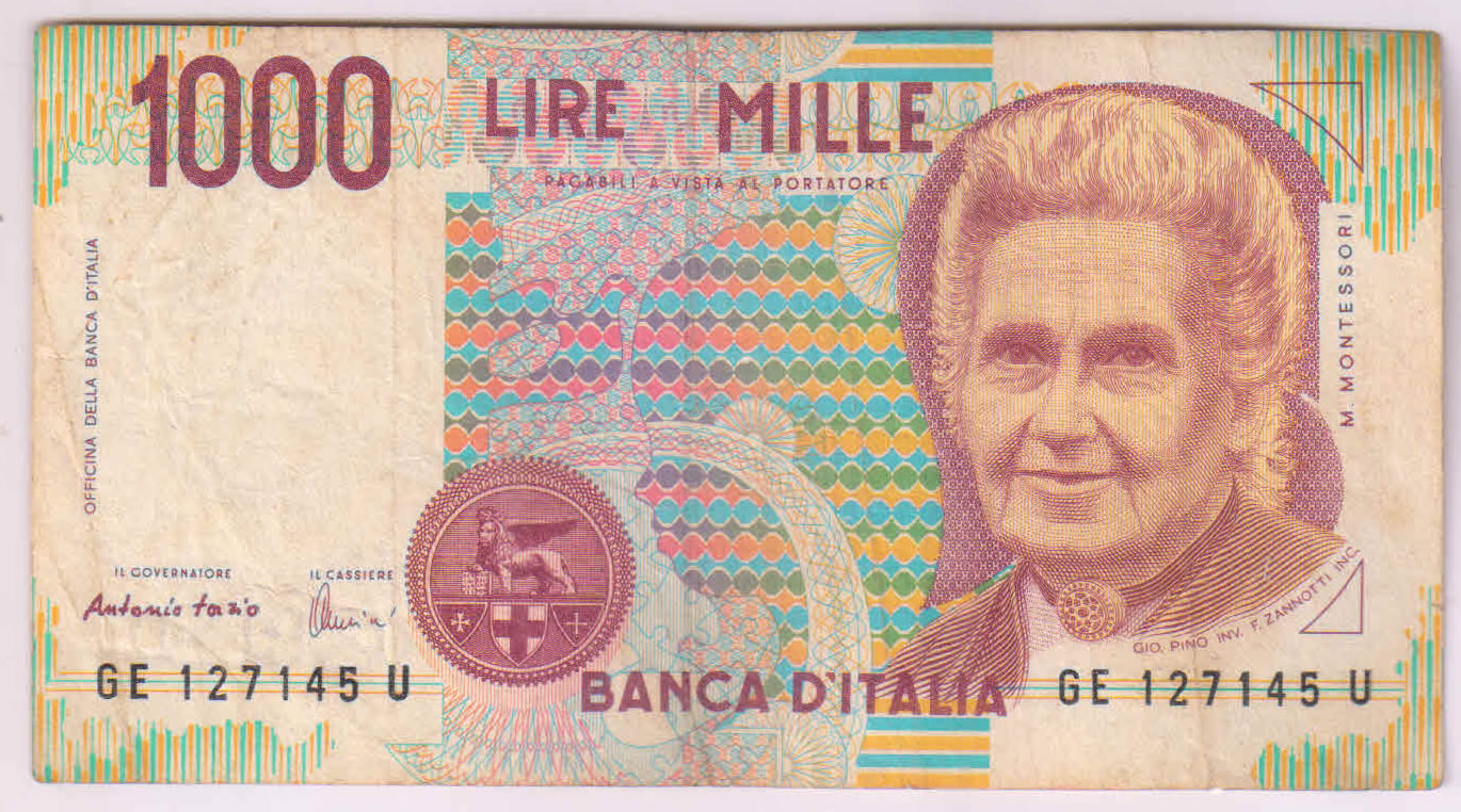 Italy - 1000 lira 1990 - 2001 vf currency note - KB Coins & Currencies