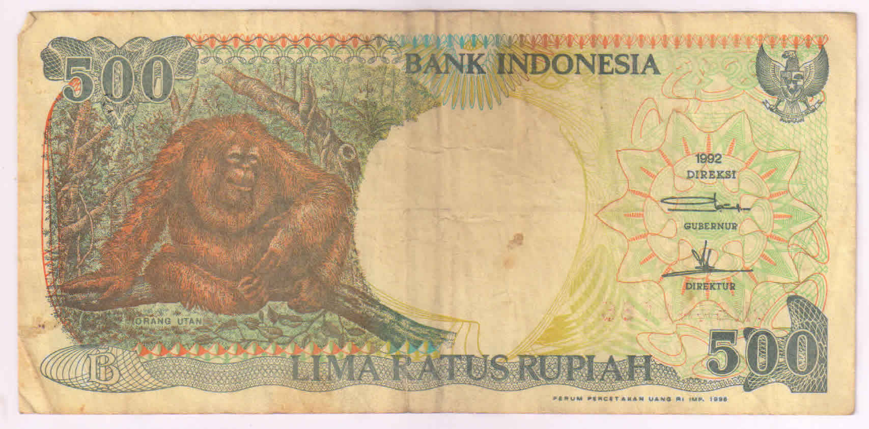 Indonesia - 500 rupia 1992 used currency note - KB Coins & Currencies