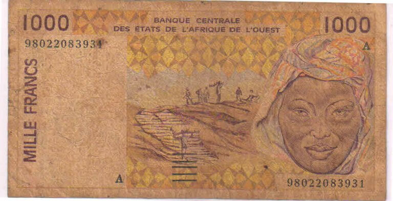 Ivory Coast - West African States - 1000 Francs 1991 - 92 used currency ...