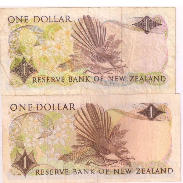 New Zealand - 1 dollar two different types , 1968 - 77 currency note ...