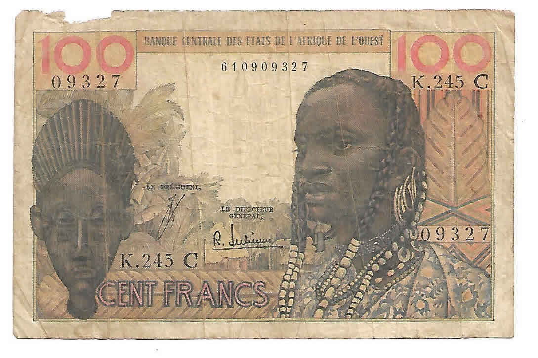 Burkina Faso, West African States - 100 Francs currency note / edge ...