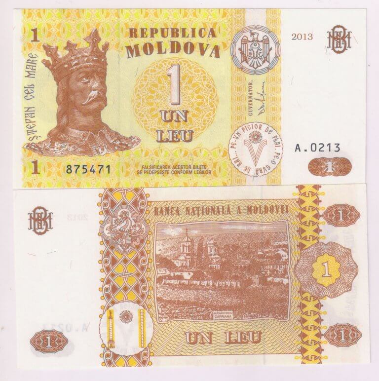 Moldova - 1 leu 2013 - 15 , unc currency note - KB Coins & Currencies