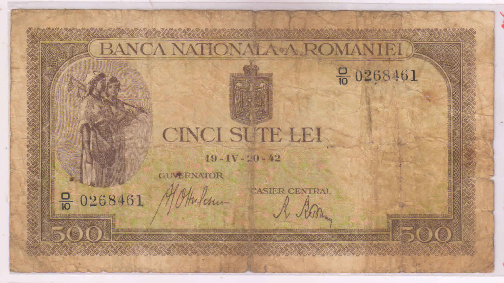 Romania - 500 lei 1942 provisional issue used currency note - KB Coins ...