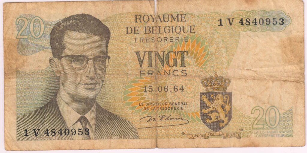 Belgium - 20 francs 1964 used currency note / torn - KB Coins & Currencies