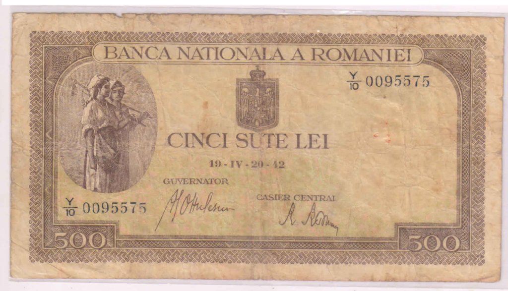 Romania - 500 lei 1942 provisional issue used currency note - KB Coins ...