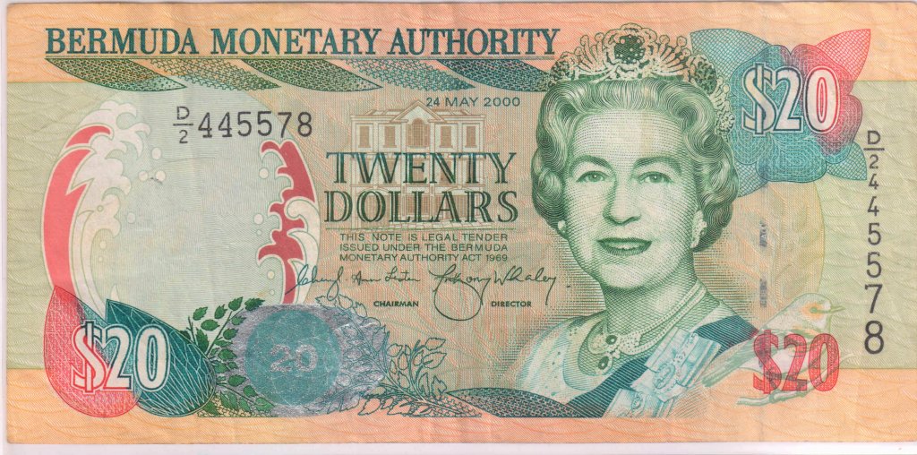 Bermuda - 20 dollars 2000 vf currency note - KB Coins & Currencies