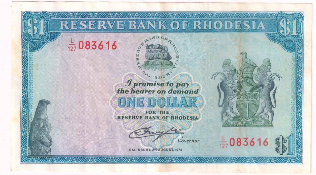 Rhodesia - 1 dollar 1979 vf+ currency note - KB Coins & Currencies