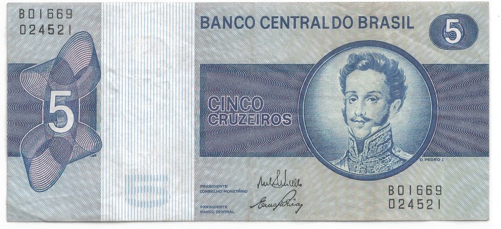 Brazil - 5 cruzeiros used currency note - KB Coins & Currencies
