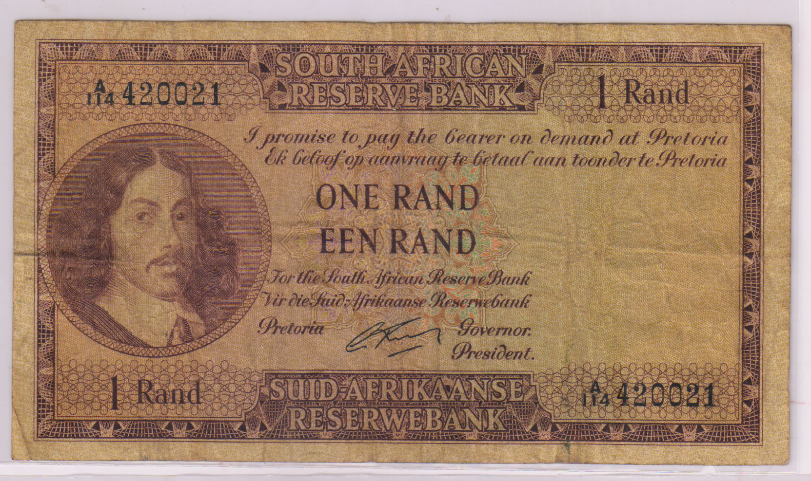South Africa - 1 rand 1962 used currency note - KB Coins & Currencies