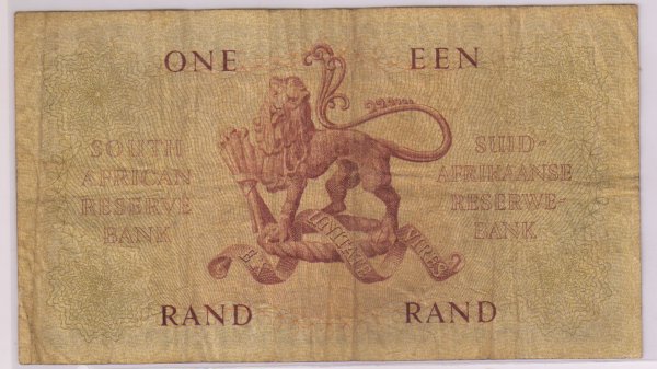 South Africa - 1 rand 1962 used currency note - KB Coins & Currencies