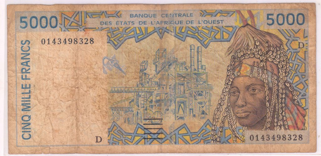 Mali D , West African States - 5000 Francs 1992 - 2003 currency note ...