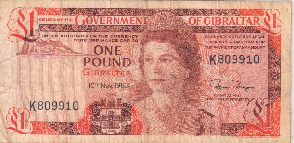 Gibraltar 1 pound 1974 - 83 vf currency note - KB Coins & Currencies