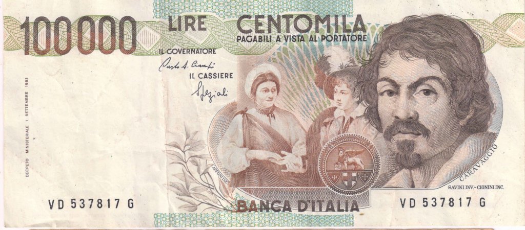 Italy - 100 000 Lire vf currency note - KB Coins & Currencies
