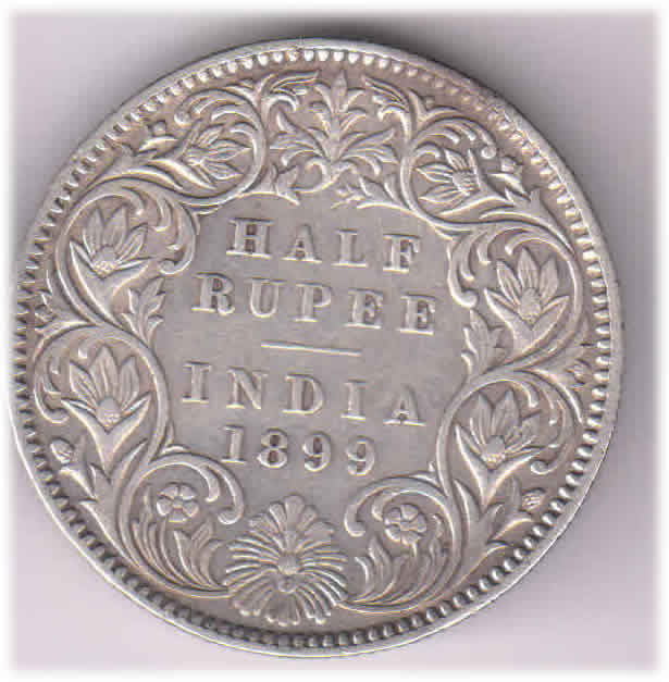 Br. India - 1/2 rupee 1899 C silver coin - KB Coins & Currencies