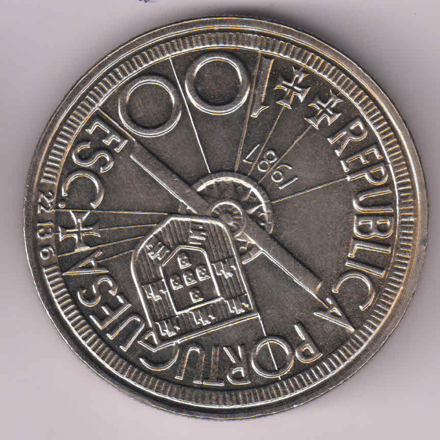 Portuguese - 100 escudos 1987, coin - KB Coins & Currencies
