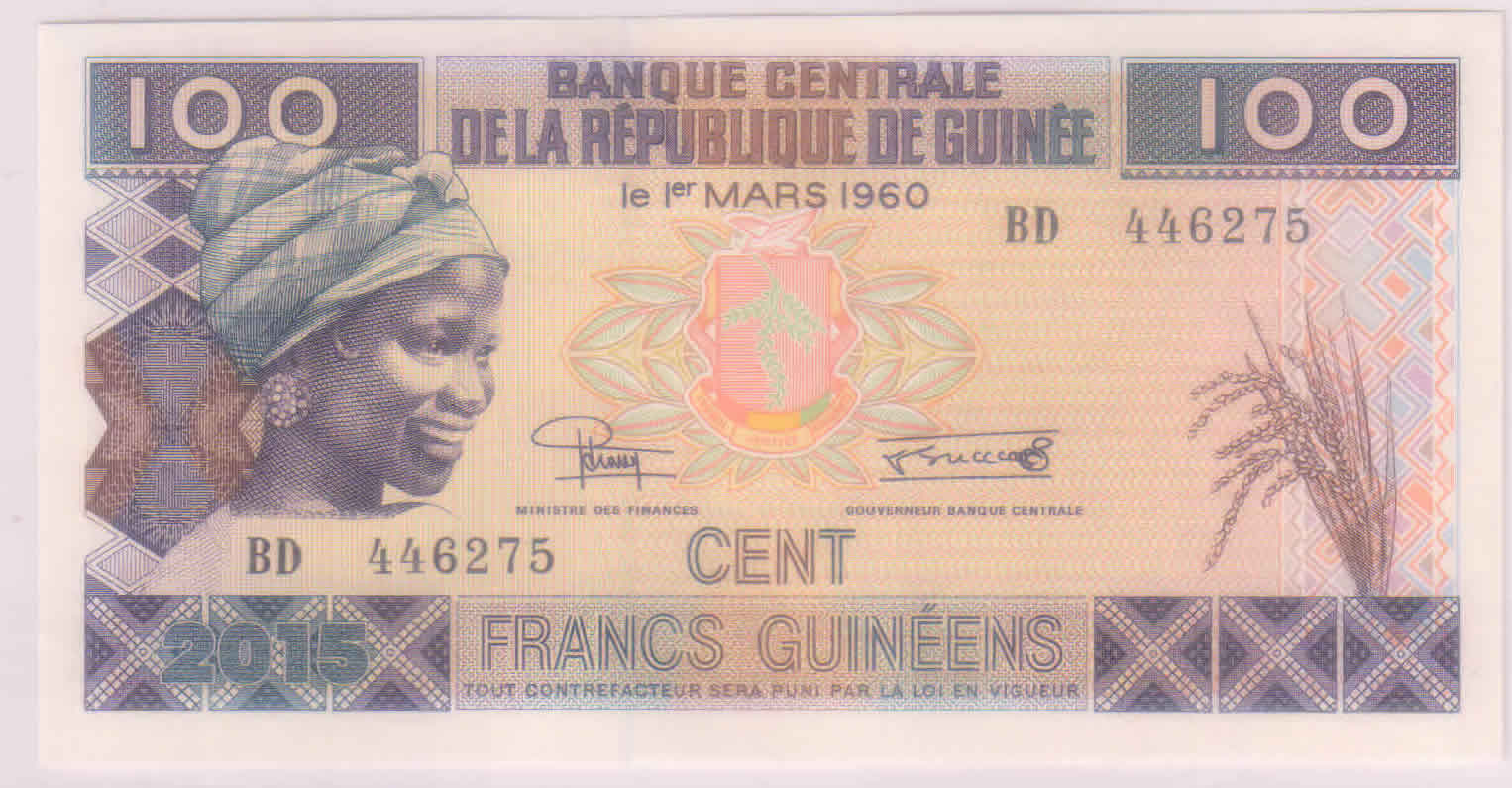 GUINEA - 100 cent 2015 unc currency note - KB Coins & Currencies