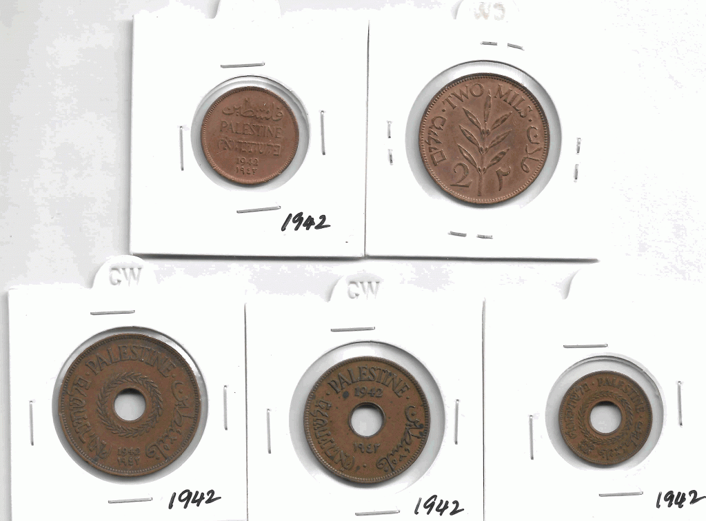 Palestine – 1942 set of 5 bronze coins - KB Coins & Currencies
