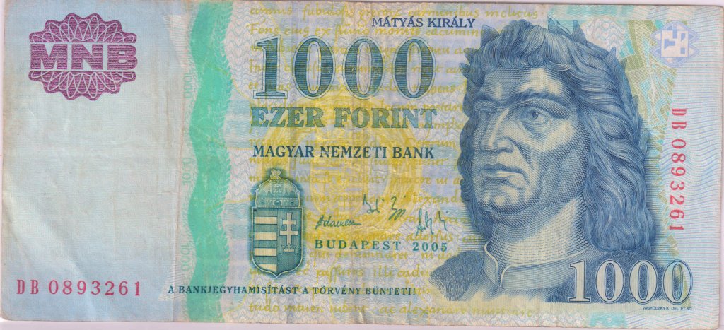 Hungary - 1000 froint 2005 vf currency note - KB Coins & Currencies
