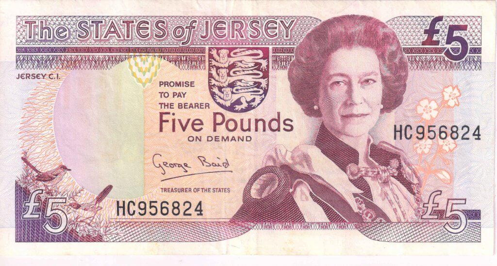 Jersey - 5 pounds 1993 vf currency note - KB Coins & Currencies