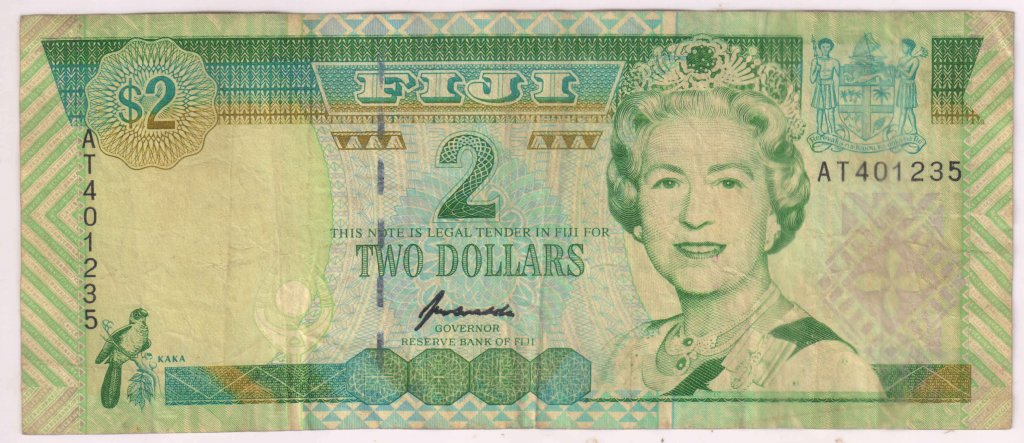 Fiji - 2dollars , vf currency note - KB Coins & Currencies