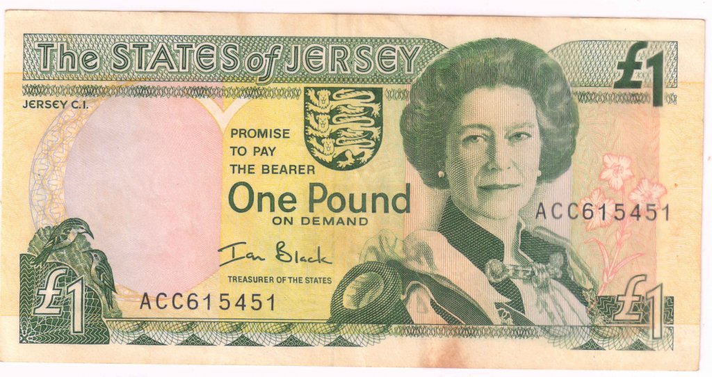 Jersey - 1 pound 1989 vf currency note - KB Coins & Currencies