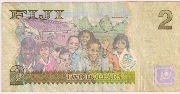 Fiji - 2 dollars vf currency note - KB Coins & Currencies