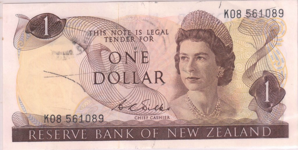 New Zealand - 1 dollar 1967 - 81 Vf+ currency note - KB Coins & Currencies