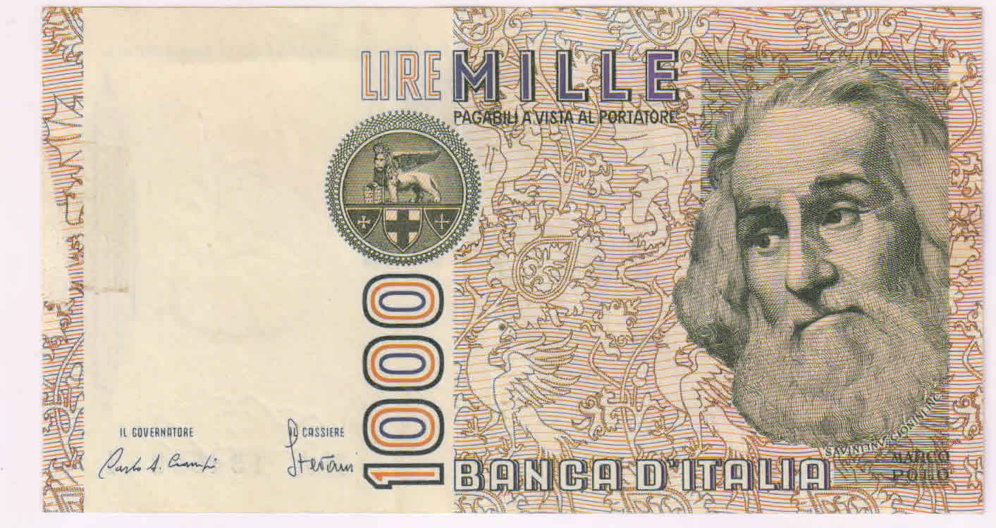ITALY - 1000 lire vf currency note - KB Coins & Currencies