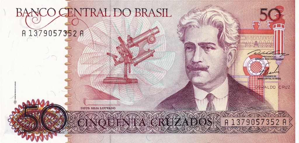 Brazil - 50 cruzeiros 1986 - 88 unc currency Note - KB Coins & Currencies