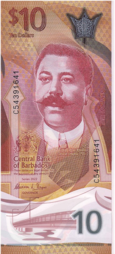 Barbados - 10 dollars 2022 unc polymer currency note - KB Coins ...