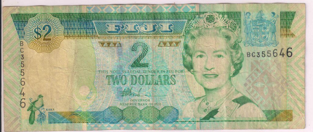 Fiji - 2 dollars 2002 used currency note - KB Coins & Currencies