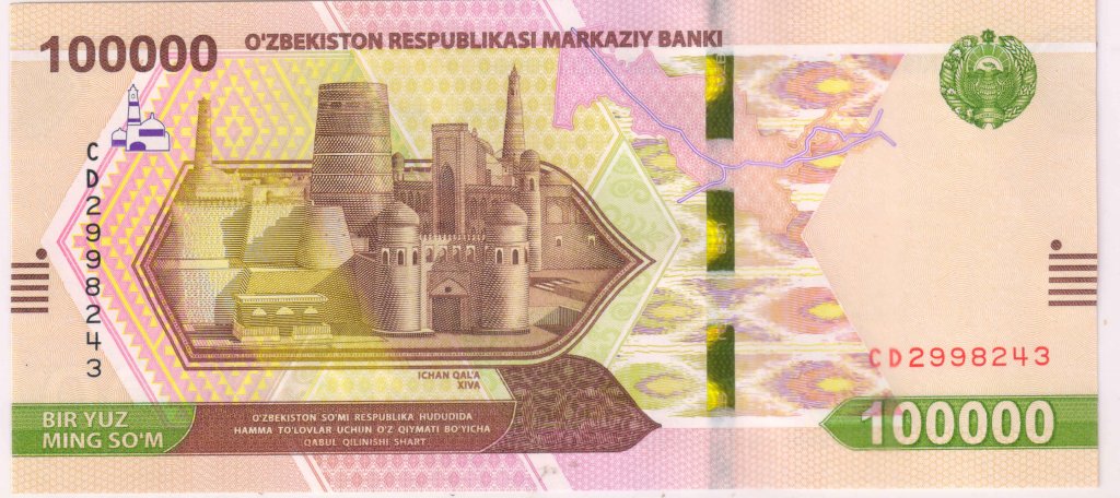 Uzbekistan 100000 Soʻm 2021 unc currency note - KB Coins & Currencies