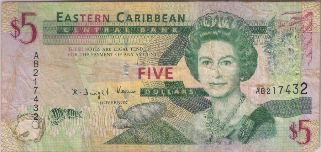 East Caribbean - 5 dollars 1993 vf currency note - KB Coins & Currencies