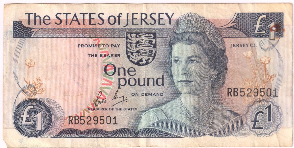 Jersey - 1 pound 1976 - 88 , used currency note w/ hole - KB Coins ...