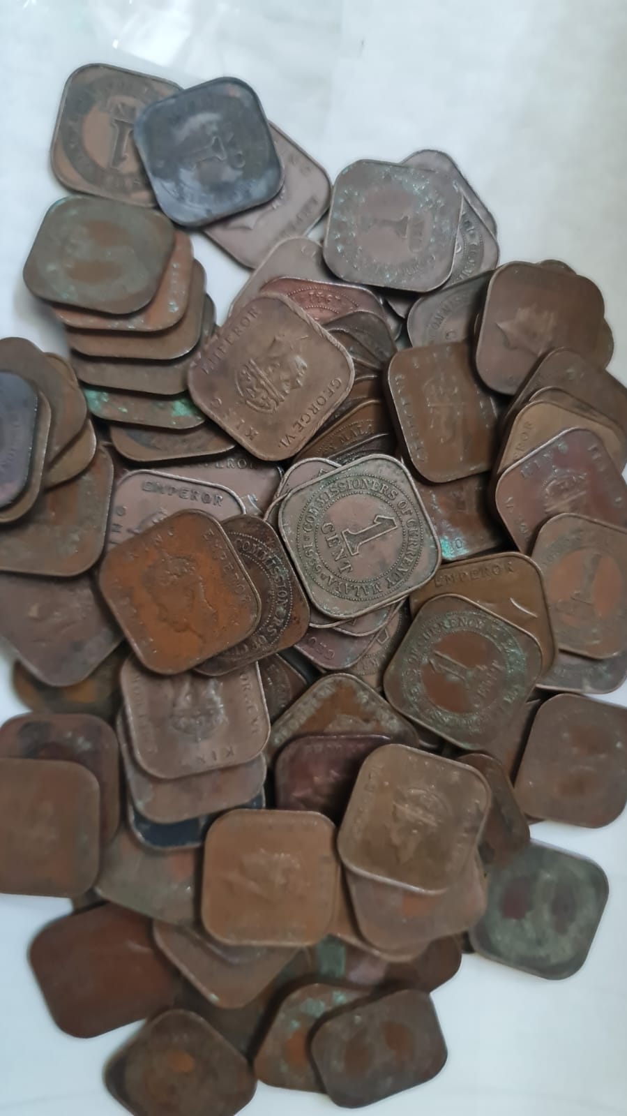 Straits Settlements ,Malaya - 1 cent 100 pcs G VI 1939- 44 vf 100 large ...