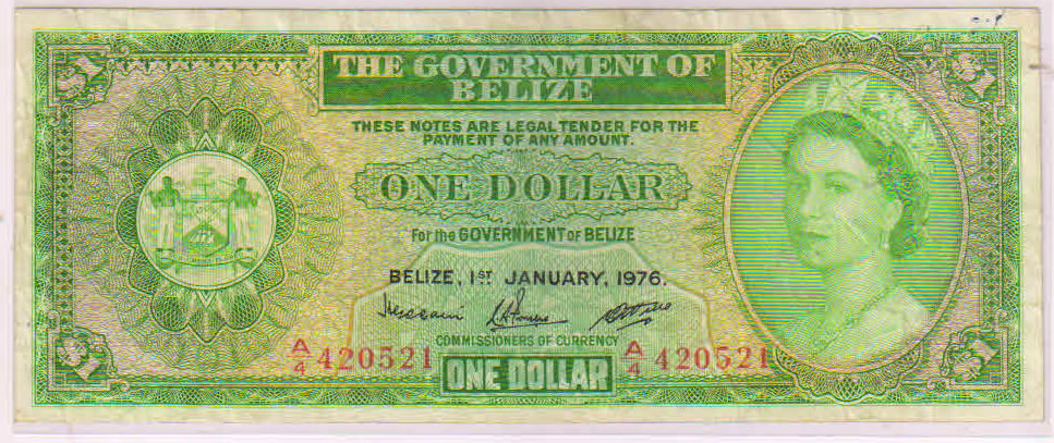 Belize - 1 dollar 1976 used currency note - KB Coins & Currencies