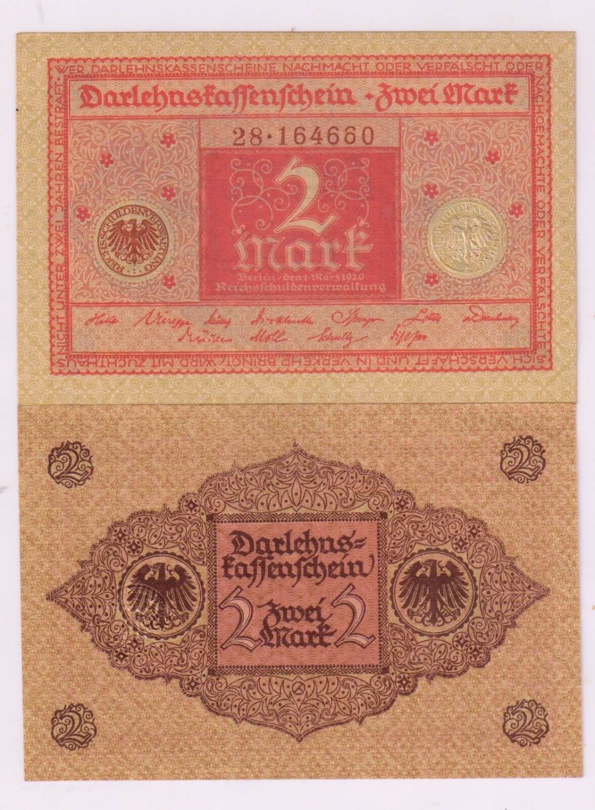 Germany - 2 mark 1920 used currency note - KB Coins & Currencies