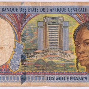 Gabon - 10000 francs , scarce currency note - KB Coins & Currencies