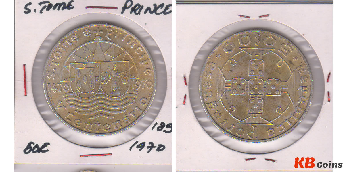 Saint Thomas & Prince islands - 50 escudos 1970 silver coin - KB Coins ...